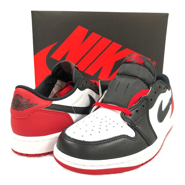 NIKE ナイキ CZ0790-106 AIR JORDAN 1 RETRO LOW OG BLACK TOE エアジョーダン つま黒 シューズ 白×黒×赤 US8.5＝26.5cm 正規品 / 31599
