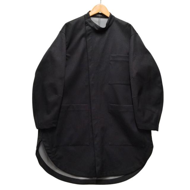 ALMOSTBLACK オールモストブラック 品番 19AW-C003 ノーカラー シェル コート ブラック サイズ1 正規品 / 35673
