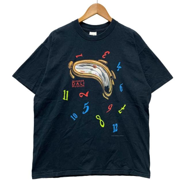 ヴィンテージ サルバドール ダリ アート Tシャツ 時計 90s anvilボディ USA製 袖、裾シングル 半袖Ｔシャツ 正規品 / 35841
