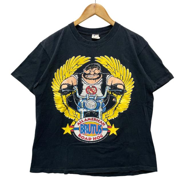 NJ CROCE 90s POPEYE BRUTUS ポパイ ブルータス Tシャツ ヴィンテージ 袖 裾 シングル USA製 ブラック サイズL 正規品 / B2494