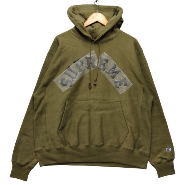 SUPREME シュプリーム 25SS Champion Hooded Sweatshirt チャンピオン アーチロゴ スウェット パーカー オリーブ サイズL 正規品 / 50958