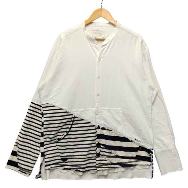 グレッグ ローレン 再構築 オックスフォード×ストライプ バンドカラーシャツ 長袖 ホワイト系 サイズ 3=L 正規品 / 34498