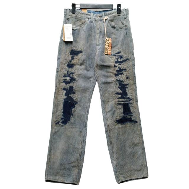 RRL ダブルアールエル Straight Fit Distressed Corduroy Trouser リペア加工 コーデュロイ パンツ インディゴ系 W30L30 正規品 / 40632
