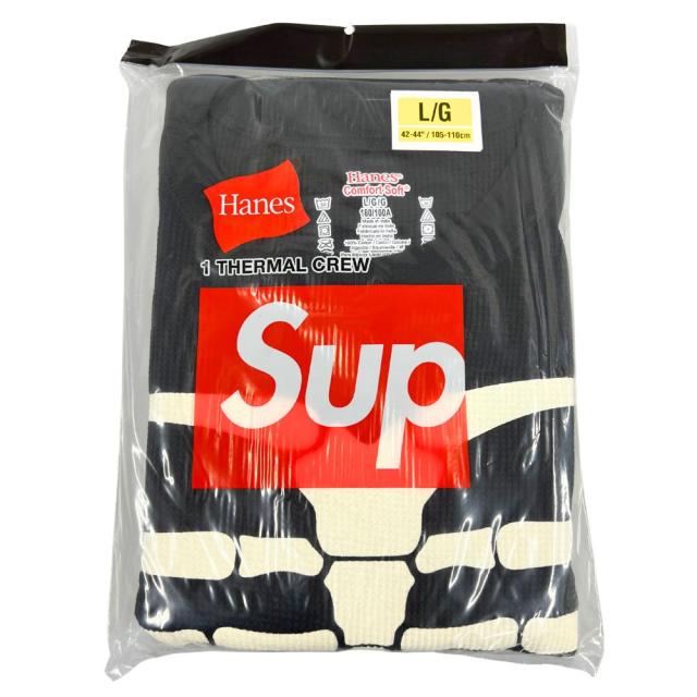 SUPREME シュプリーム 25AW Hanes Bones Thermal Crew (1 Pack) サーマル ロングＴシャツ ブラック サイズL 正規品 / 45098