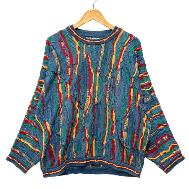 COOGI BLUES クージー 3D コットン ニット セーター コットン ブルー×イエロー サイズ L 正規品 / 52756