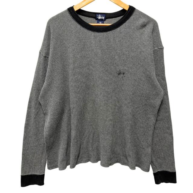 STUSSY ステューシー オールド サーマルロングカットソー 紺タグ USA製 グレー系 サイズ M 正規品 / 52764