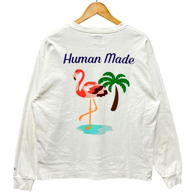 HUMAN MADE ヒューマンメイド ロゴ プリント 長袖Ｔシャツ ホワイト系 サイズ XL 正規品 / 52707