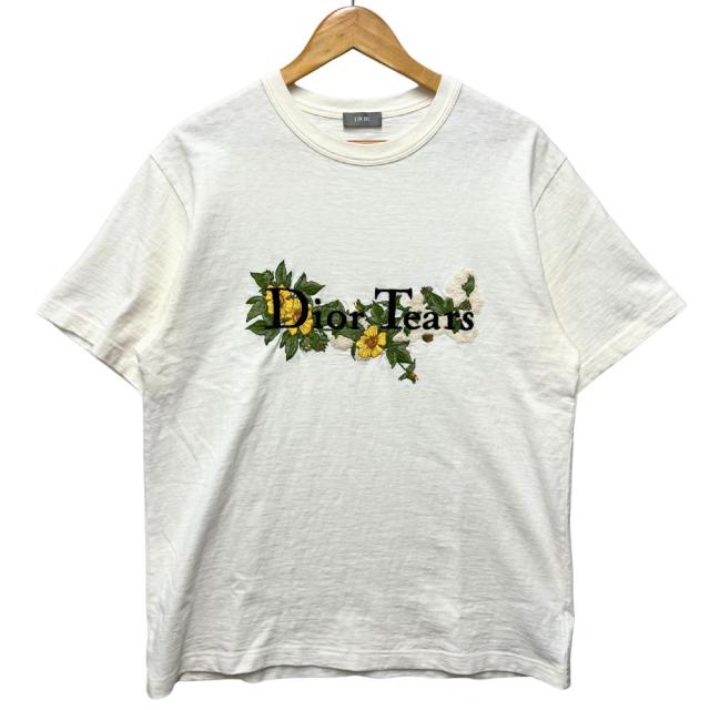 DIOR ディオール 品番 393J69610849 DENIM TEARS コラボ Dior Tears 刺繍 ロゴ コットンスラブジャージ 半袖Ｔシャツ 正規品 / 52724