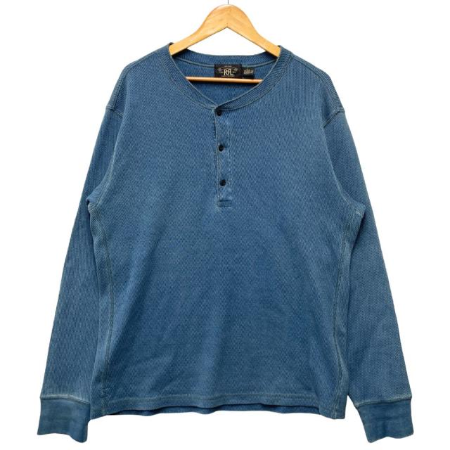 RRL ダブルアールエル インディゴ ヘンリーネック サーマル ロング カットソー ブルー サイズ XXL 正規品 / 53007