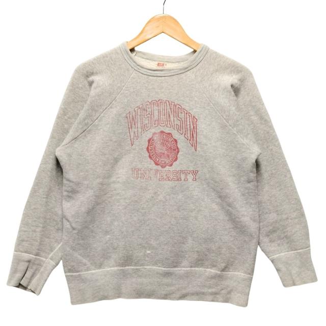 HANES ヘインズ ヴィンテージ 50s WIND SHIELD WISCONSIN カレッジロゴ スウェット グレー サイズ L 正規品 / 40737