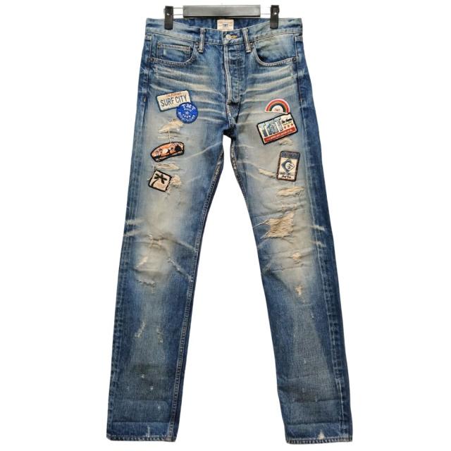 TMT ティーエムティー ワッペン ダメージ加工 デニムパンツ インディゴ サイズM 正規品 / 53038