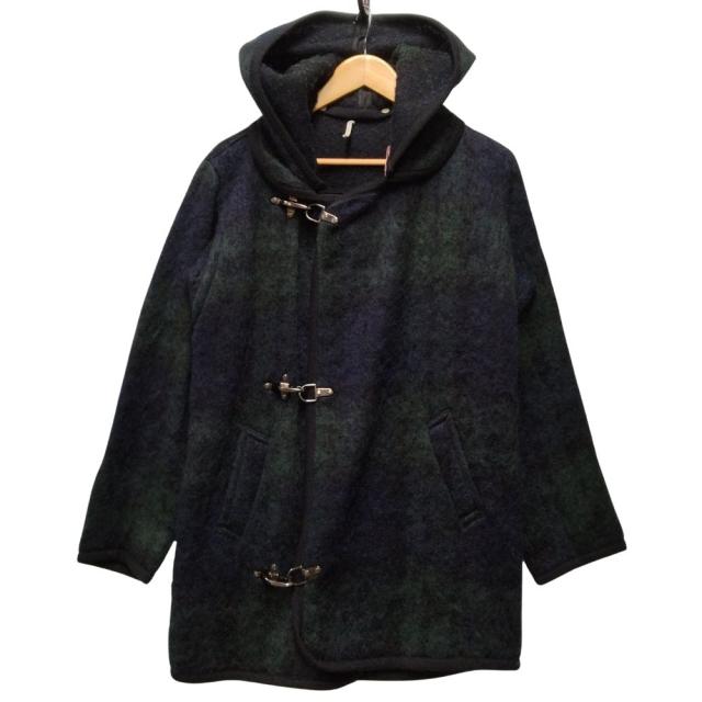 MS BRAQUE エムズブラック ウール フード ニット コート ネイビー×グリーン系 サイズ 36 正規品 / B5531