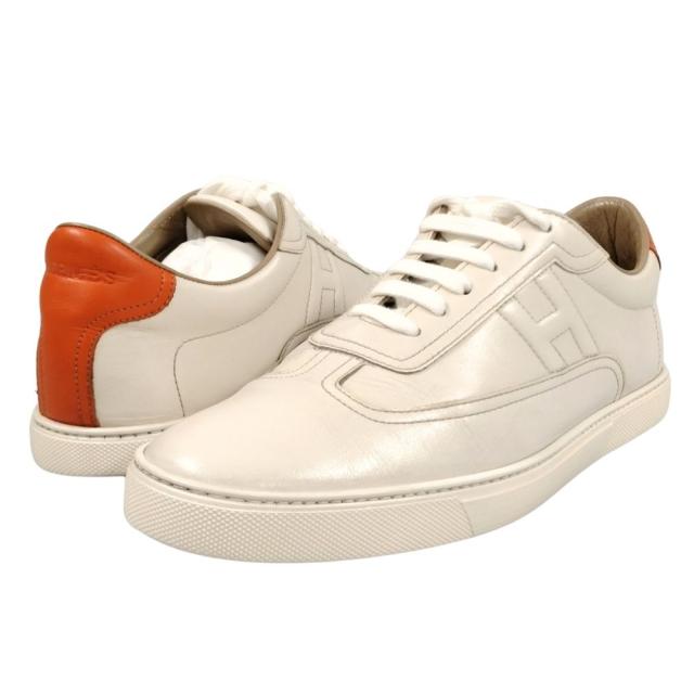 HERMES エルメス クイッカー レザー シューズ スニーカー ホワイト系 サイズ40.5 正規品 / 50743