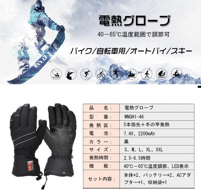 電熱グローブ ヒートグローブ 充電 メンズ レディース 速暖 40-65℃温度