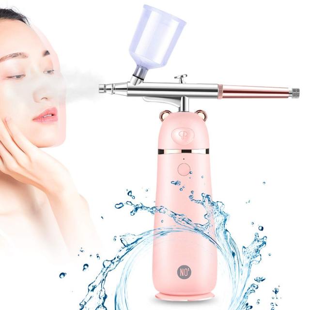 フェイススチーマー 補水保湿美容機 ハンディ式 酸素注入噴霧美顔器 乾燥対策 毛穴クレンジング ナノ微粒化技術 イオン導入 USB充電式 スマホ充電可能 MINI可愛いピンクテディベア 汚れ除去 ドライ肌 スプレー 男女兼用