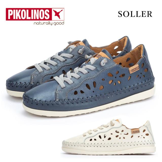 ピコリノス PIKOLINOS レディース レザー シューズ スリッポン パンチング PK665 本革 ゴム紐 SOLLER W8B 6550 靴 スペイン