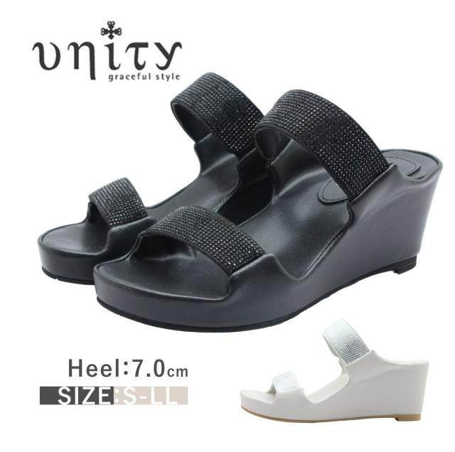 unity ユニティ レディース ミュール 8292 サンダル プラットフォーム 歩きやすい 厚底 軽い 軽量 靴 黒 ブラック グレー