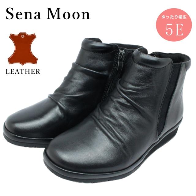 SenaMoon セナムーン Plus レディース ショートブーツ 幅広 5E 防滑底 本革 1891  スノーブーツ レザー サイドファスナー カジュアル