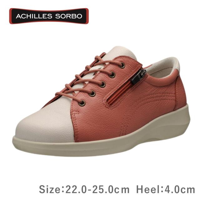 Achilles SORBO アキレス ソルボ C 557 ASC 5570 サーモンピンクオフホワイト レディース シューズ 幅広 撥水 本革 靴