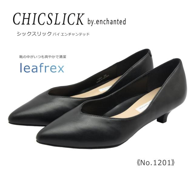 CHICSLICK by.enchanted シックスリック バイ エンチャンテッド レディース パンプス 1201 ローヒール フォーマル レザー 本革 黒 ブラック