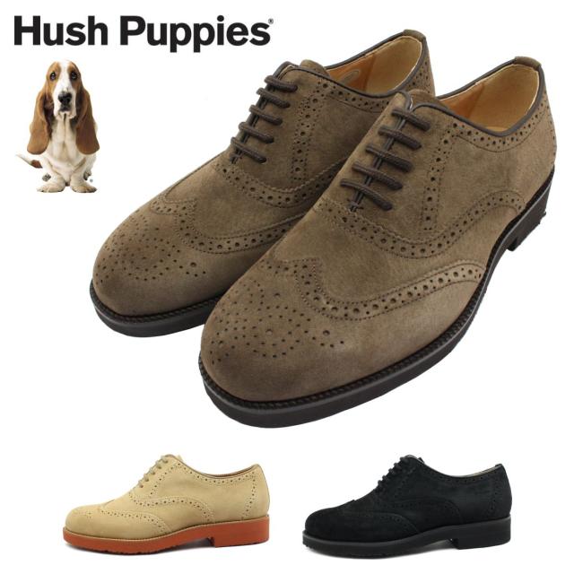 Hush Puppies ハッシュパピー メンズ M-121T   カジュアルシューズ 撥水レザー スエード ウイングチップ オックスフォード 121T 紳士 靴