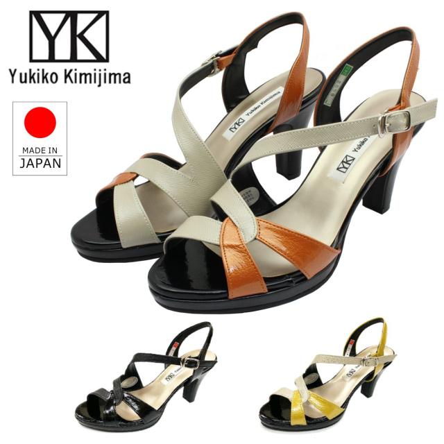 ユキコ キミジマ Yukiko Kimijima レディース サンダル ミュール 8594 本革 レザー バックバンド 3E 8.5cmヒール 靴 日本製
