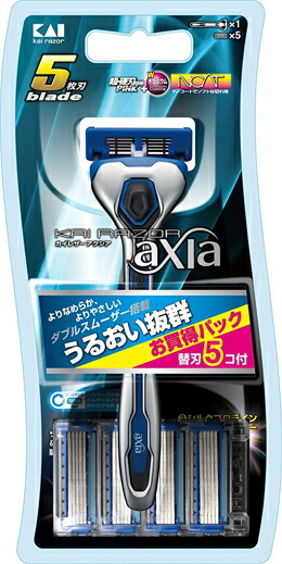 【２０個セット】 貝印 KAI RAZOR axia（カイ レザー アクシア） 5枚刃カミソリ コンボパック 替刃 5個付き×２０個セット【k】【ご注文後発送までに1週間前後頂戴する場合がございます】【t-k1】