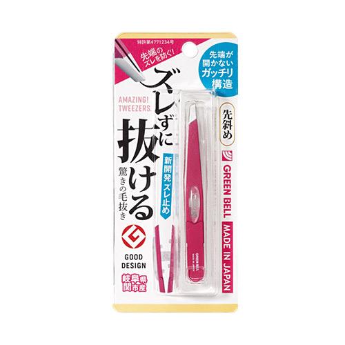 【２０個セット】 グリーンベル　ズレずに抜ける驚きの毛抜き　先斜め　ローズ×２０個セット 【k】【ご注文後発送までに1週間前後頂戴する場合がございます】