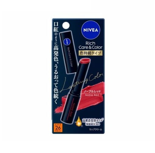 【１０個セット】 花王 ニベア リッチケア＆カラーリップ 色持続タイプ ノーブルレッド(2g)×１０個セット