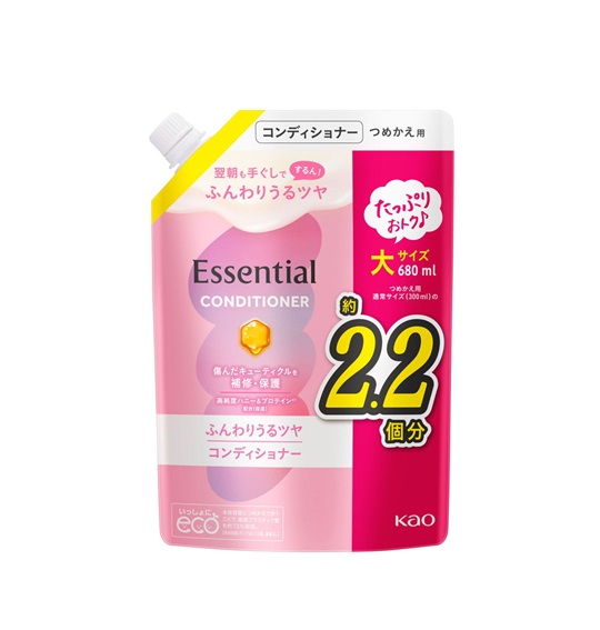 【１０個セット】 花王 エッセンシャル ふんわりうるツヤ コンディショナー つめかえ用(680ml)×１０個セット