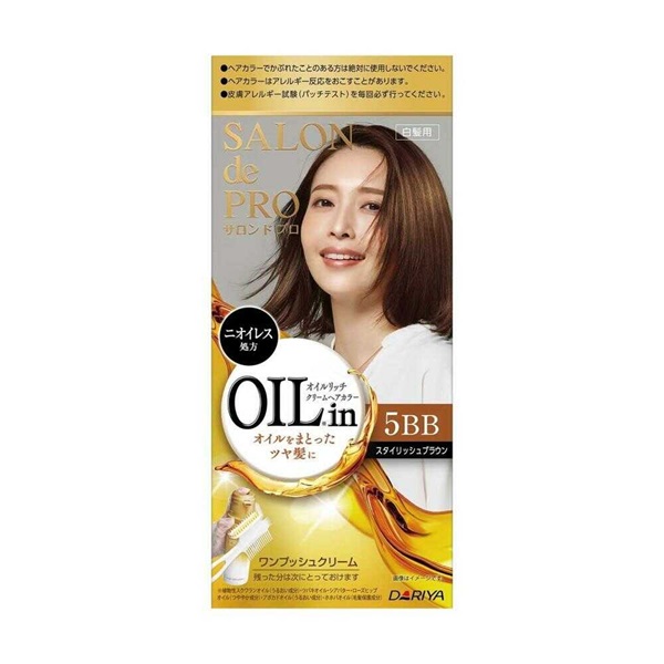【１０個セット】 ダリヤ サロンドプロ オイルリッチクリーム ヘアカラー 白髪用 スタイリッシュブラウン5BB(56g+44g)×１０個セット