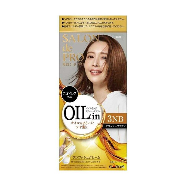 【１０個セット】 ダリヤ サロンドプロ オイルリッチクリーム ヘアカラー 白髪用 グロッシーブラウン3NB(56g+44g)×１０個セット