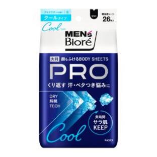 【２０個セット】 メンズビオレ 顔もふけるボディシートPRO クールタイプ アイスサボンの香り(26枚入)×２０個セット