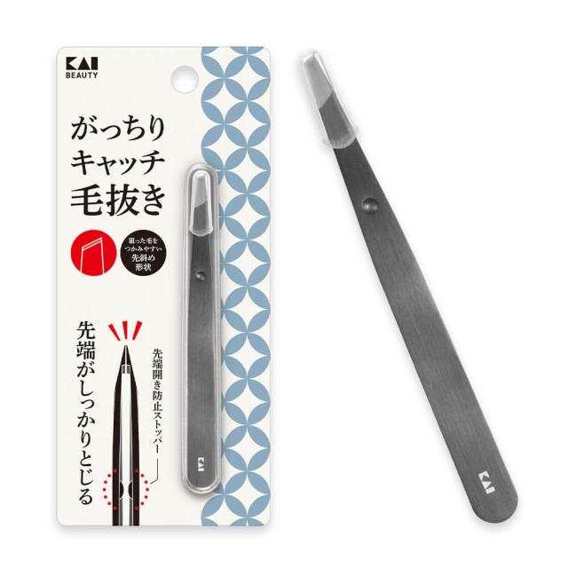 【１０個セット】 貝印 がっちりキャッチ毛抜き（ブラック）×１０個セット【k】【ご注文後発送までに2週間前後頂戴する場合がございます】