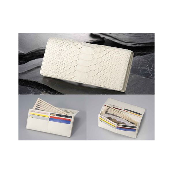 白蛇 長財布 開運 送料無料  【白蛇　長財布】【送料無料】 金運を招く白蛇革財布！スネークならではの馴染みのよさが魅力的！たっぷり収納で使いやすさ抜群！ mate