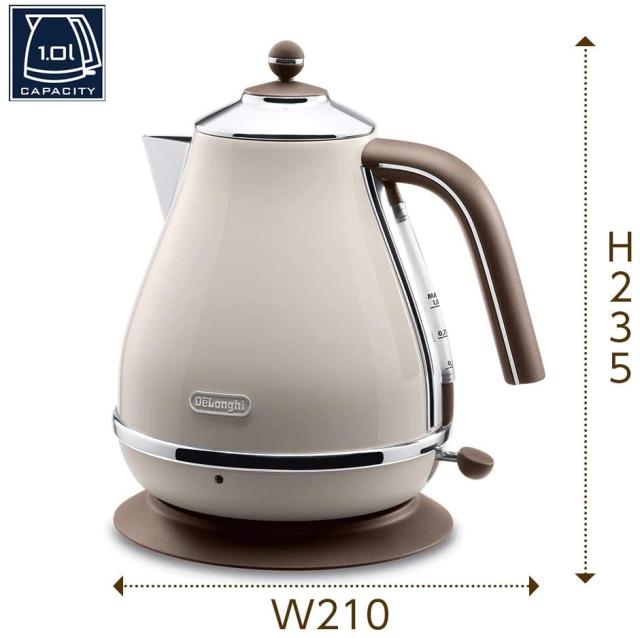 【送料無料】【北海道・沖縄・離島配送不可】KBOV1200J-BG 電気ケトル DeLonghi デロンギ アイコナ・ヴィンテージ コレクション 1.0L KBOV1200JBG ドルチェベージュ【KK9N0D18P】