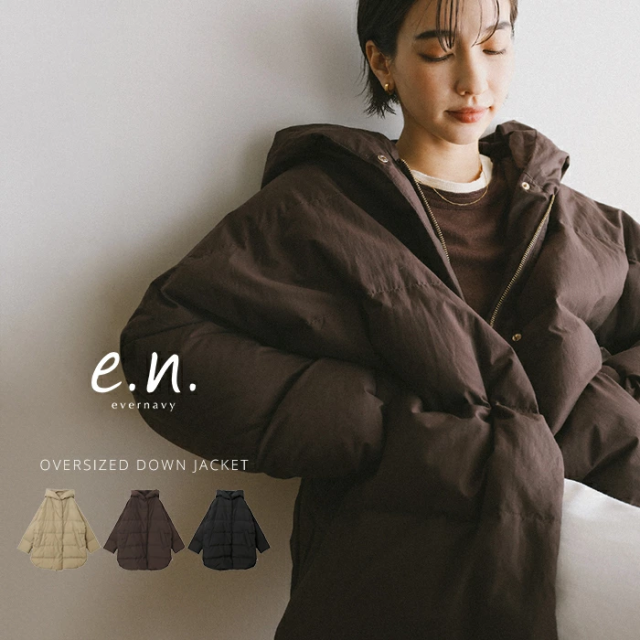 t04 ドルマン サイドジップ ダウンジャケット レディース フレンチダウン コート アウター 羽織り オーバーサイズ 体型カバー ゆったり 楽ちん ミドル丈 ポケット フード 軽量 きれいめ おしゃれ カジュアル 冬服 あったか 暖か 防寒 秋冬 春 秋 冬 evernavy エバーネイビー