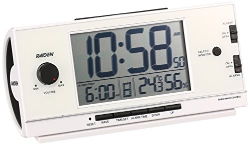 セイコー クロック 目覚まし時計 電波 デジタル 大音量 PYXIS ピクシス RAI（中古品）