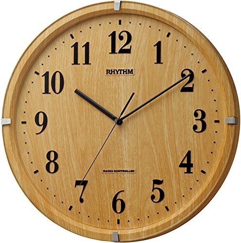 リズム時計 RHYTHM 電波 掛け時計 ライブリーアリス 薄ブラウン 8MY501（中古品）
