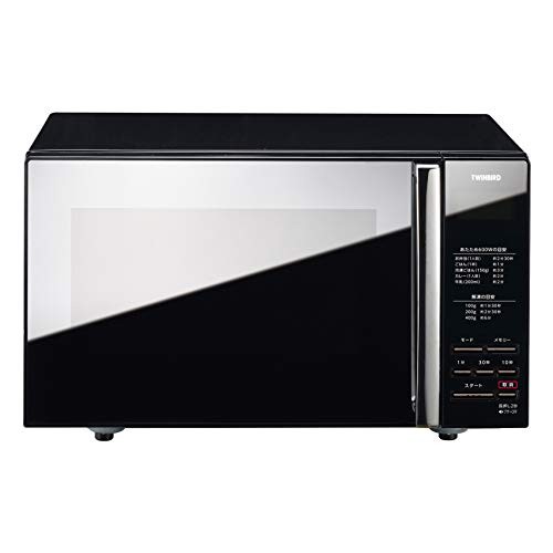 ツインバード ミラーガラスフラット電子レンジ ブラック 50.5×44×32.5cm（中古品）