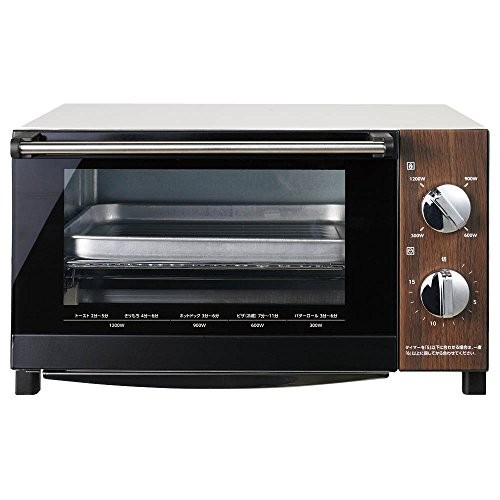 ピエリア ビッグオーブントースター 火力4段階切替 1200W 4枚焼き 木目(ダ（中古品）