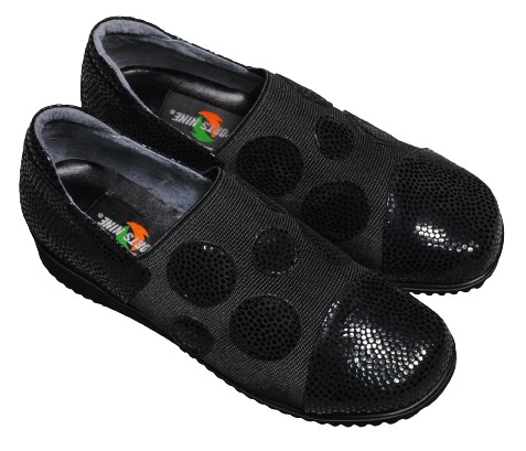 【靴のHOSHIKAWA】  『SPORTS NINE 2801』 スポーツナイン スリッポン 22cm〜24.5cm EEEE レディース ブラック ストレッチ 型押しレザー 幅広 本革 国産