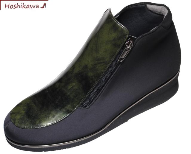 【靴のHOSHIKAWA】  『MONET 333901』 モネ ブラック 22cm〜24.5cm ブーティー レディース ショートブーツ 両ファスナー