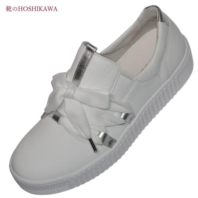 【靴のHOSHIKAWA】  『Gabor 83333』 ガボール スニーカー 22cm〜25.5cm レディース レザーシューズ ホワイト スリッポン ホワイトソール 天然皮革 スロバキア製