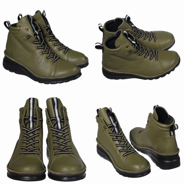 【靴のHOSHIKAWA】  『A-OK 0273』 エーオーケー ミドルブーツ 21.5cm〜25cm EEEE ブラック レディース ゴムレース ミドル丈 国産 幅広 厚底 軽量 秋冬