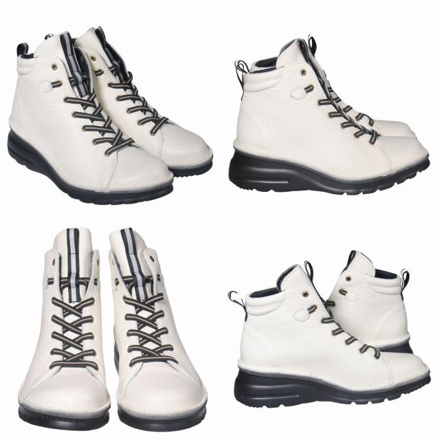 【靴のHOSHIKAWA】  『A-OK 0273』 エーオーケー ミドルブーツ 21.5cm〜25cm EEEE ブラック レディース ゴムレース ミドル丈 国産 幅広 厚底 軽量 秋冬