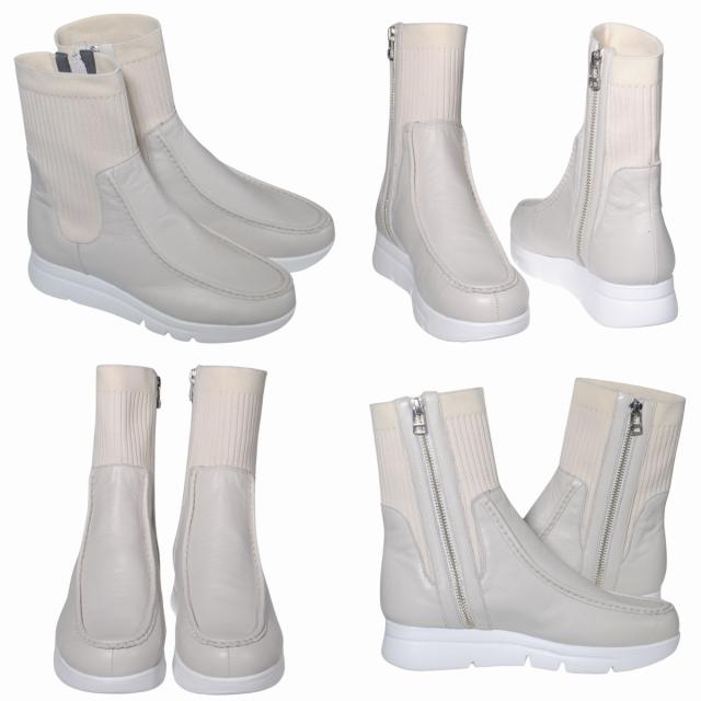 【靴のHOSHIKAWA】  『Monet 244400』 モネ ミドルブーツ 21.5cm〜25cm EEEE レディース エタン カジュアル 内側ファスナー 日本製 本革 ニット 秋冬