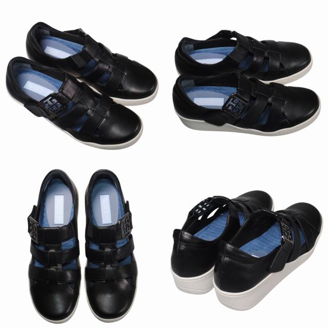 【靴のHOSHIKAWA】  『hatchi 2580』 ハッチ レザースニーカー 21.5cm〜24.5cm EEEE サンダルシューズ ベルクロ レディース Dシルバー 本革 国産 春夏