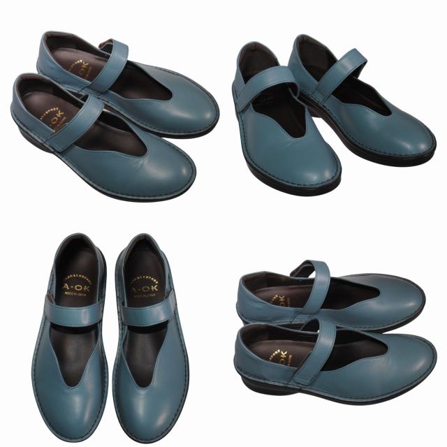 【靴のHOSHIKAWA】  『A-OK INCHOLJE 5029』 エーオーケー パンプス 22cm〜24.5cm レディース アイボリー マジックテープ 低反発クッション 牛革 厚底 日本製