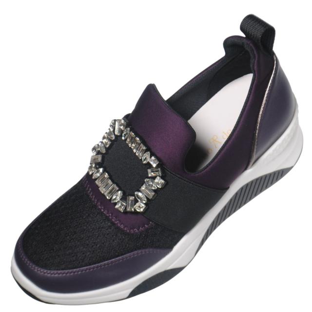 【靴のHOSHIKAWA】  『de ocho A de ocho 7839-2』 デオーチョアデオーチョ 厚底スニーカー 22cm〜24.5cm レディース パープル メッシュ ストレッチ 厚底 春夏 本革